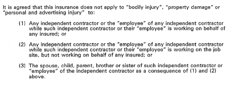 Hall of Shame – Injury to Independent Contractors Exclusion Creates ...